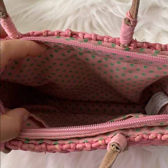 Bags | Floral Pink Woven Straw Bag | Poshmark